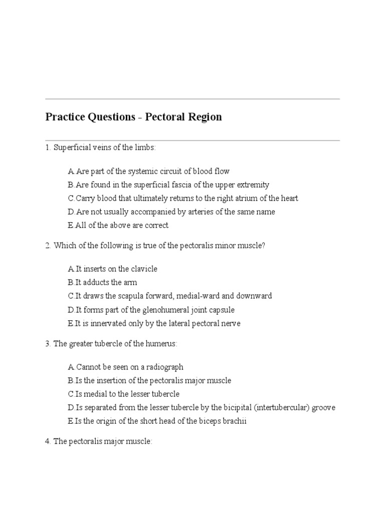 Practice Questions - 113308 | PDF | Arm | Musculoskeletal System