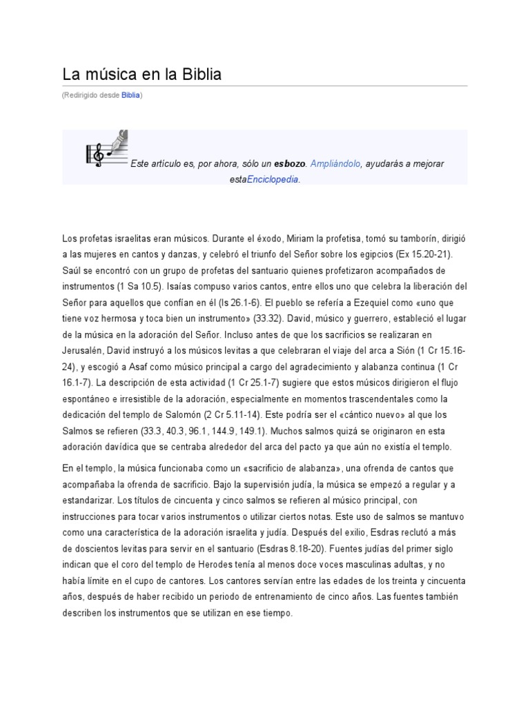 La música en la Biblia | PDF | Jesús | Salmos