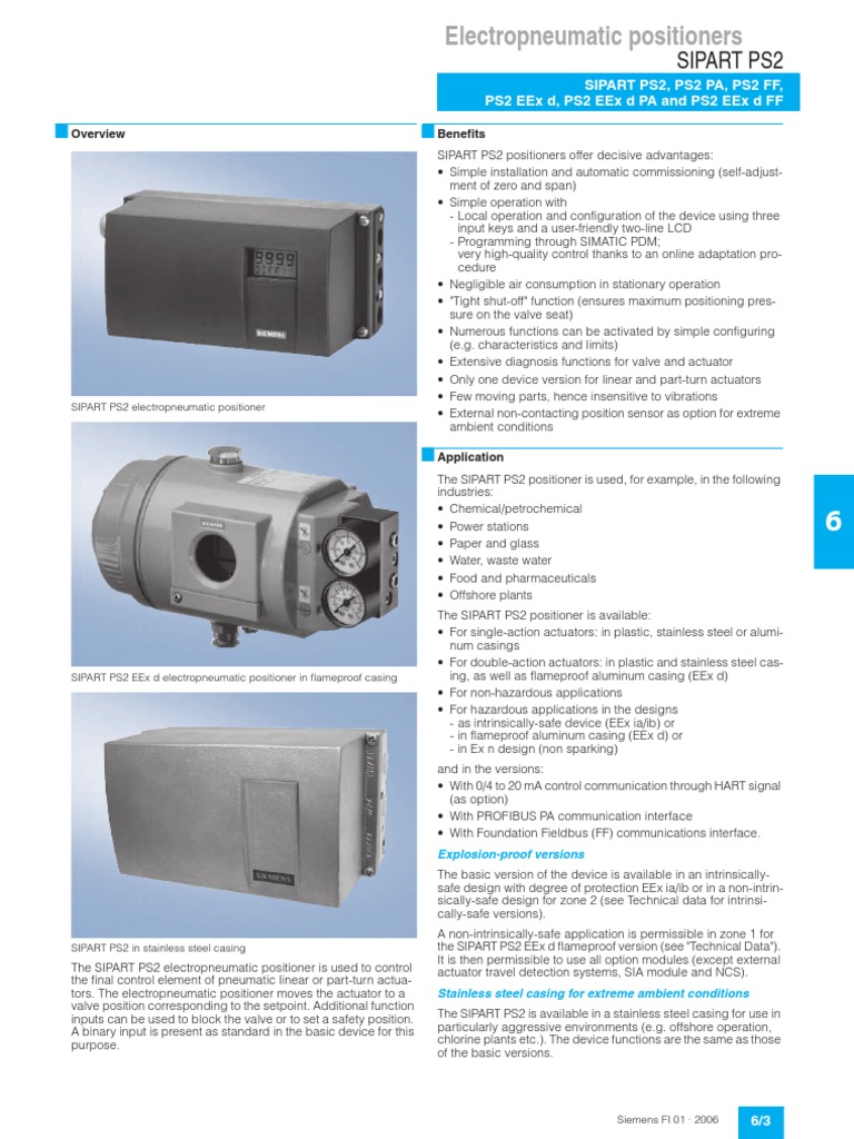 SIPART PS2 Positioner Overview and Benefits | PDF | Actuator | Valve