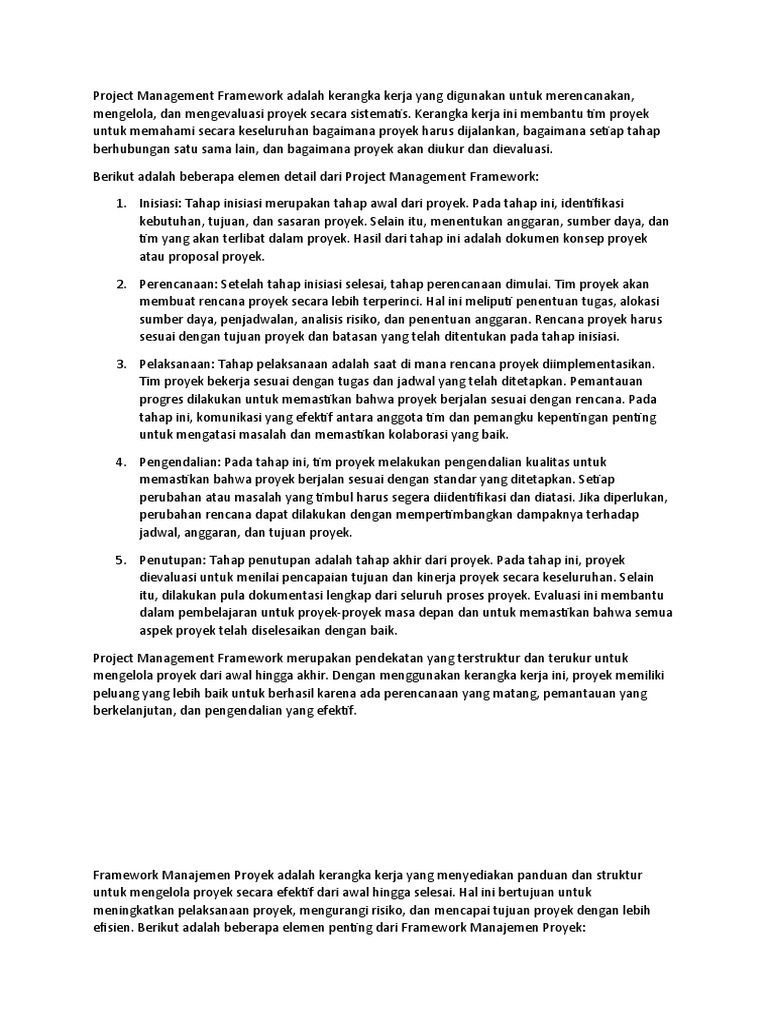 Project Management Framework Pdf