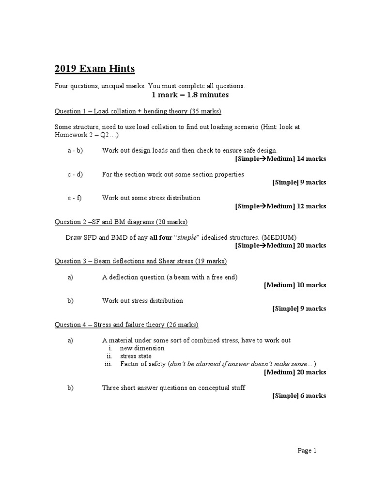 2019 Exam Hints | PDF