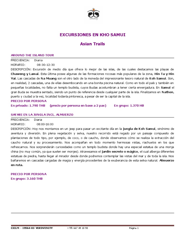 Ok Excursiones Kho Samui Asian Trails | PDF