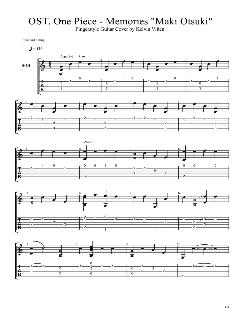 OST. One Piece - Memories Maki Otsuki by Kelvin Vilten | PDF