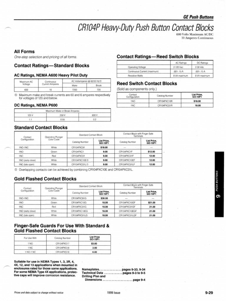 GE CR104P Heavy-Duty Push Buttons Guide | PDF | Switch | Alternating ...