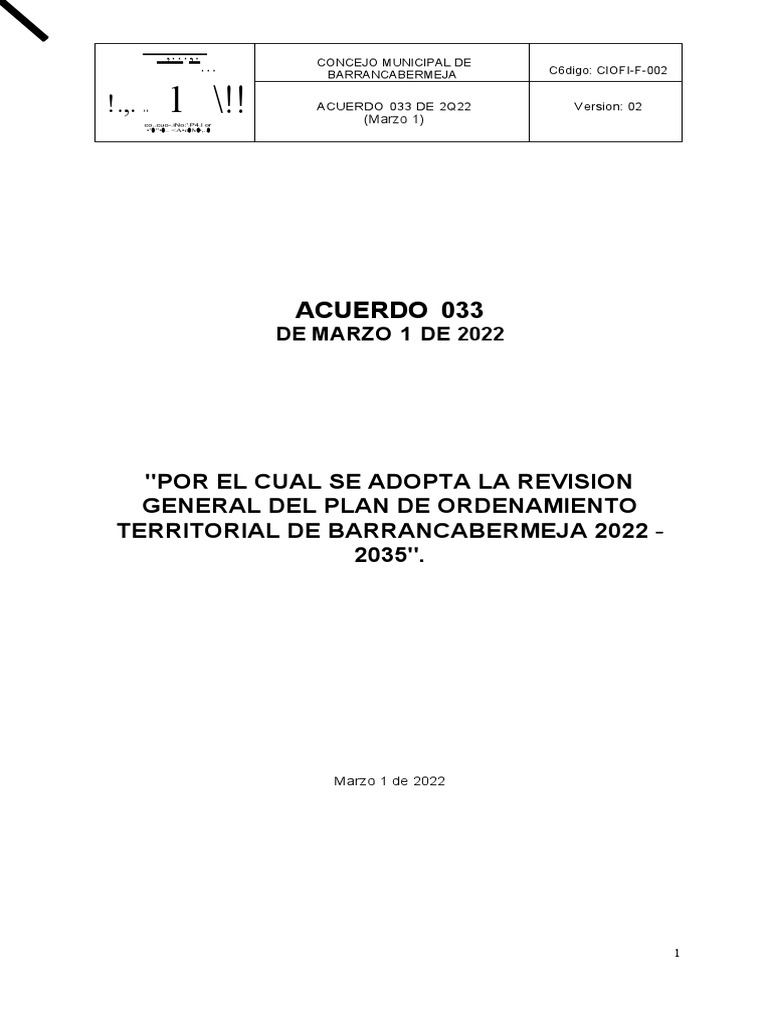 Acuerdo N° 033 de 2022 | PDF
