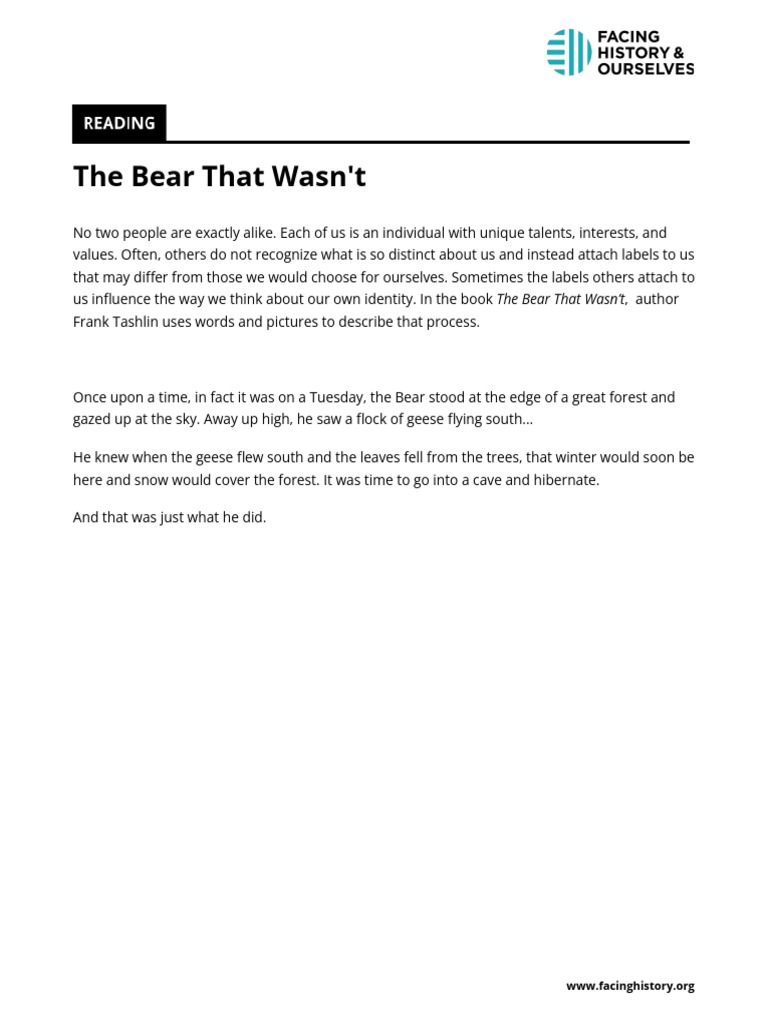 Reading The Bear That Wasn't | PDF