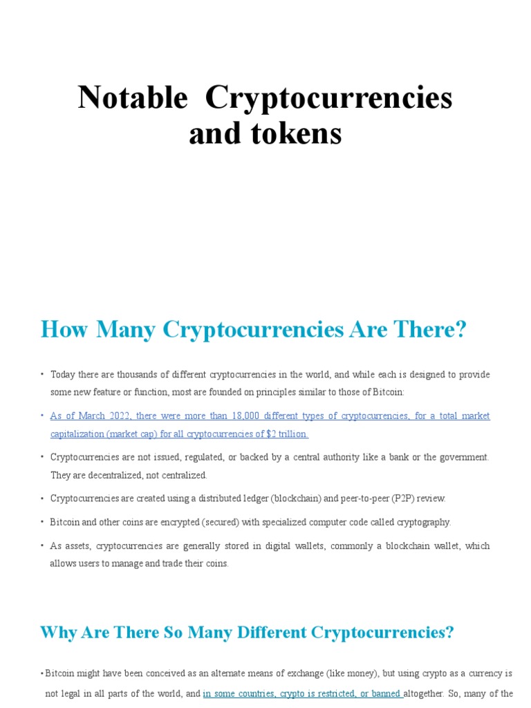 Different Types of Notable Cryptocurrancies and Tokens | PDF ...