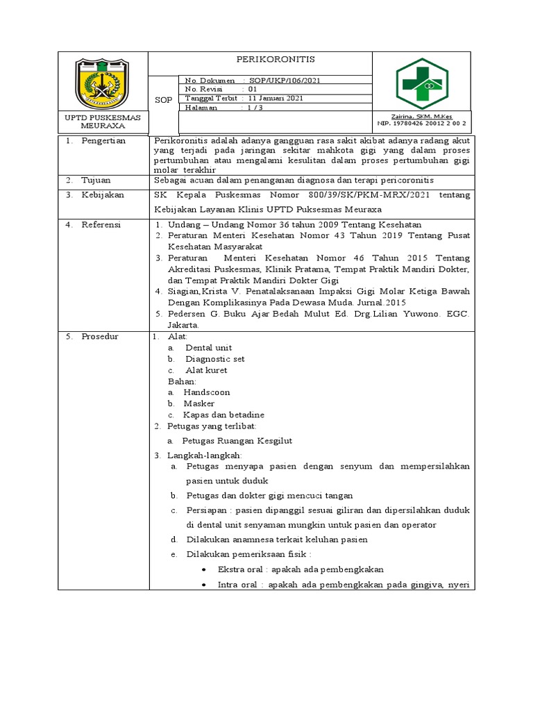 SOP 10 Pericoronitis | PDF