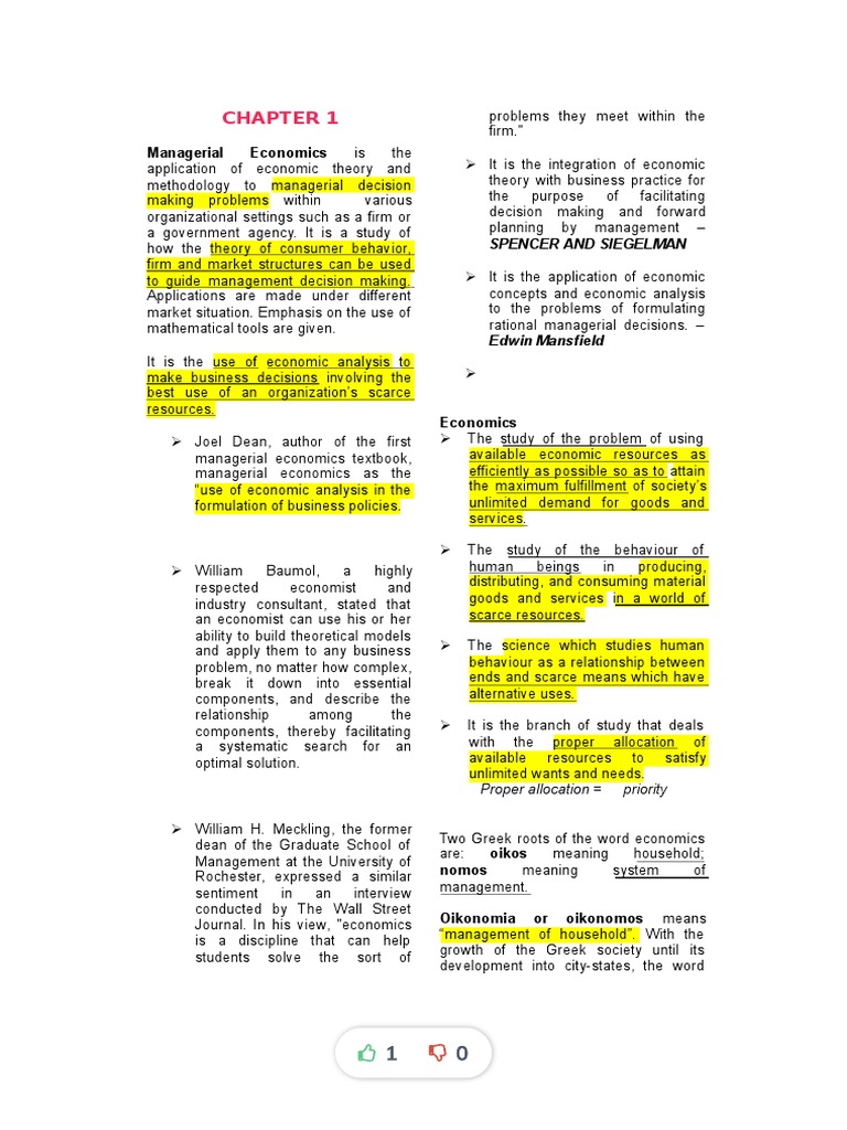 Managerial Economics Reviewer | PDF | Cost Of Living | Economics