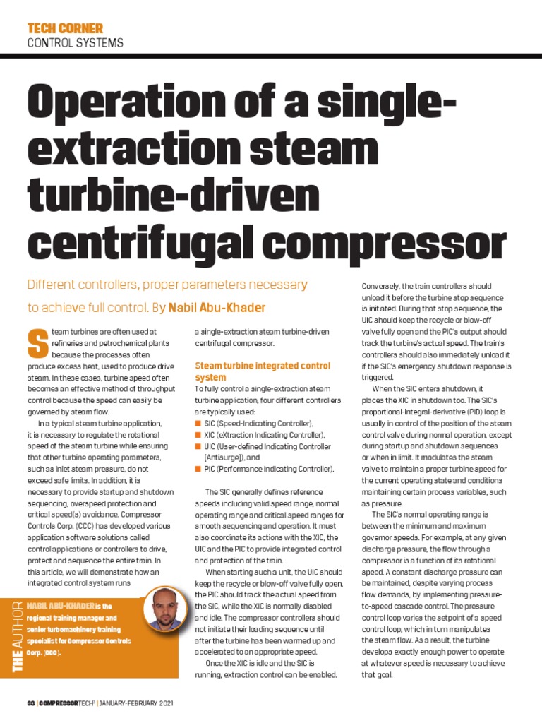 Operation of A Single Extraction Steam Turbine Driven Centrifugal ...