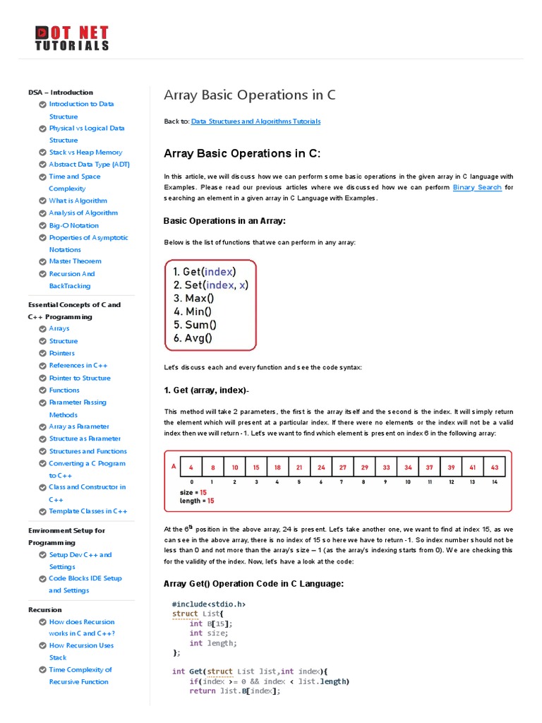 Array Basic Operations In C Dot Net Tutorials Pdf 1655