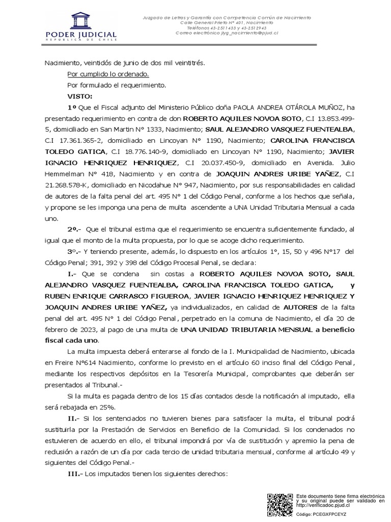 Documento - 2023-07-07T154407.041 | PDF | Multa (pena) | Sentencia (ley)