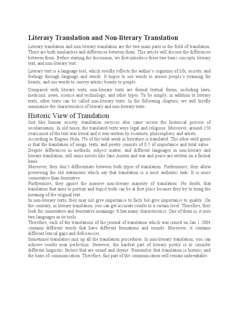Literary & Non-Literary Translation | PDF | Translations | Thought