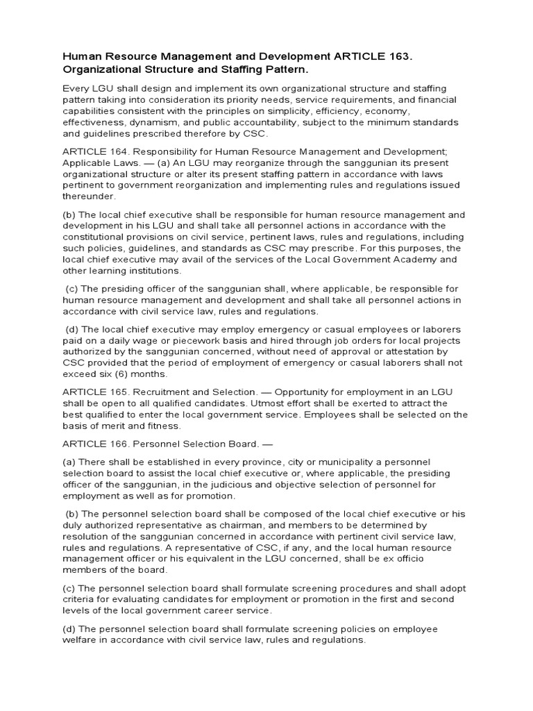 LGU Human Resource Management Guidelines | PDF | Human Resource ...