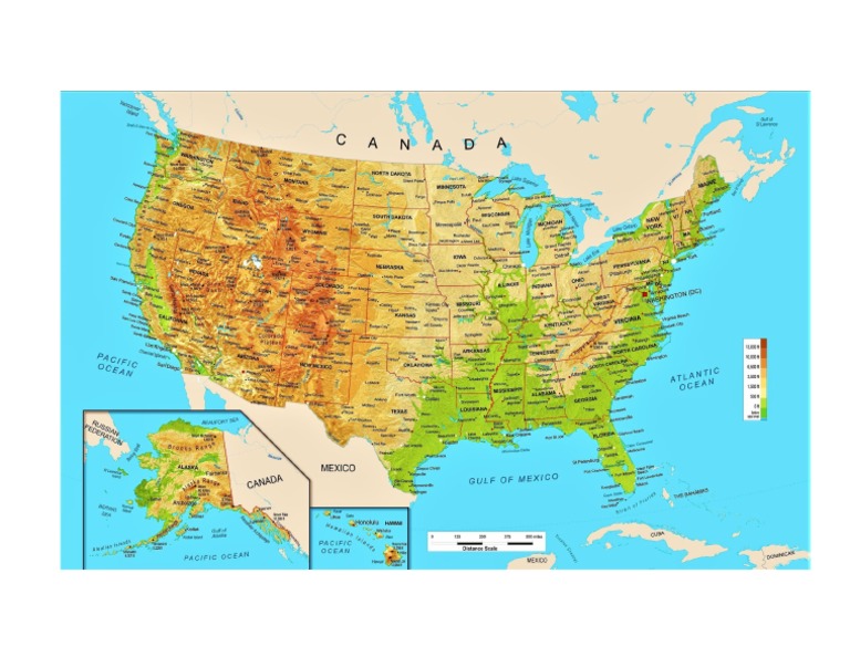 Mapa Fisico de Estados Unidos | PDF
