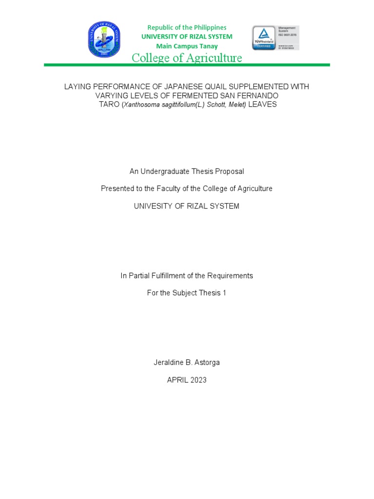 ASTORGA Taro Thesis Proposal | PDF