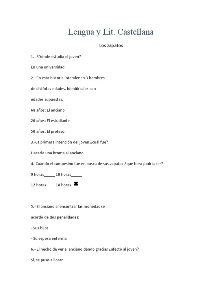 Reflexiones sobre "Los zapatos" | PDF