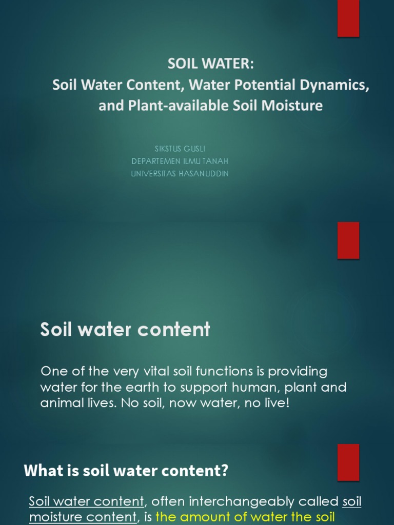 07-Soil Water Content, Potential and Plant-Available Water | PDF