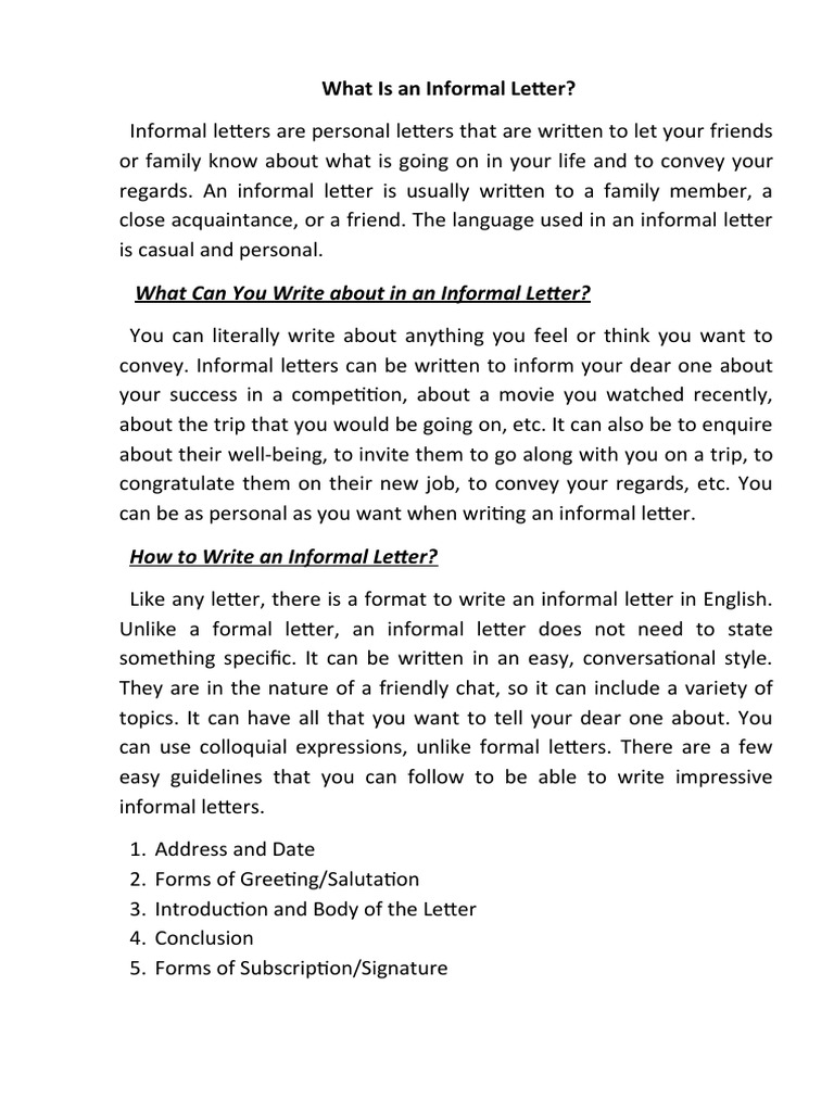 How to Write Informal Letters | PDF