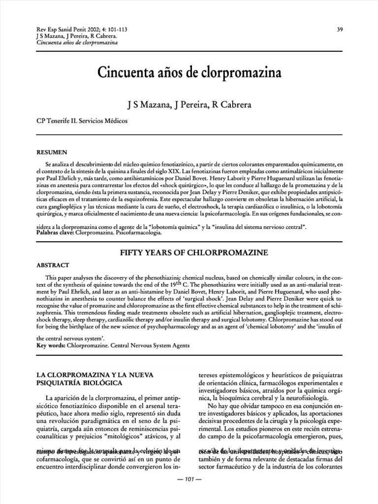 Wiac - Info PDF Historia de La Clorpromazina PR | PDF | Antipsicótico ...