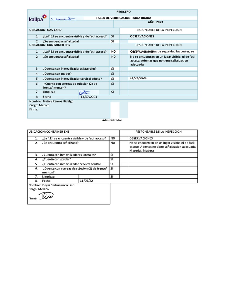 LISTA DE VERIFICACION TABLA RIGIDA segregado NATALY | PDF | Ajedrez
