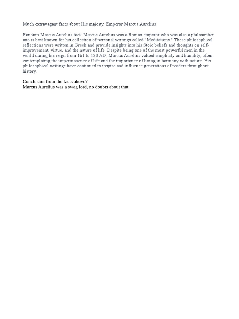 Marcus Aurelius Facts - Extravagant Source | PDF Marcus Aurelius Facts - Extravagant Source | PDF