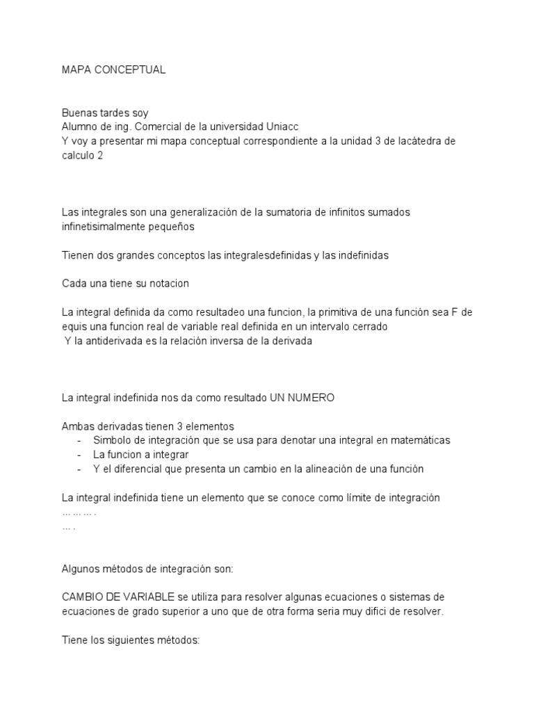 Mapa Conceptual U3 Cálculo | PDF | Integral | Derivado