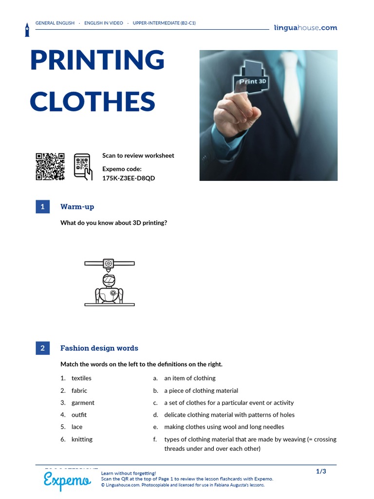 Printing Clothes British English Student Ver2 | PDF | Clothing | Textiles