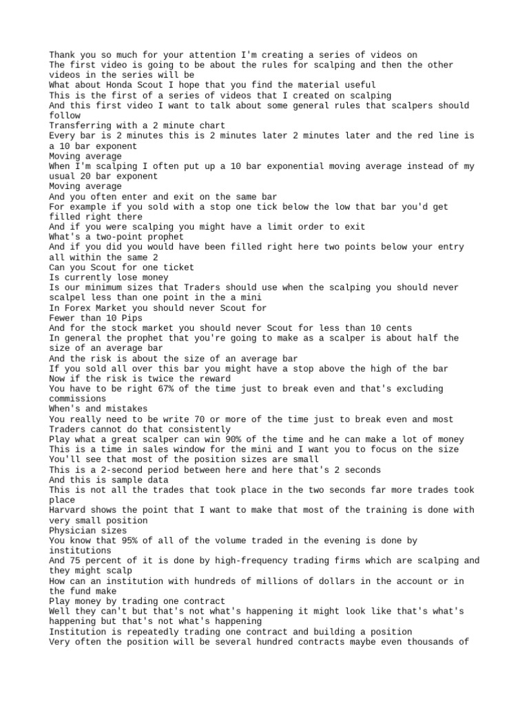 Scalping Trading Rules Explained | PDF | Order (Exchange) | High ...