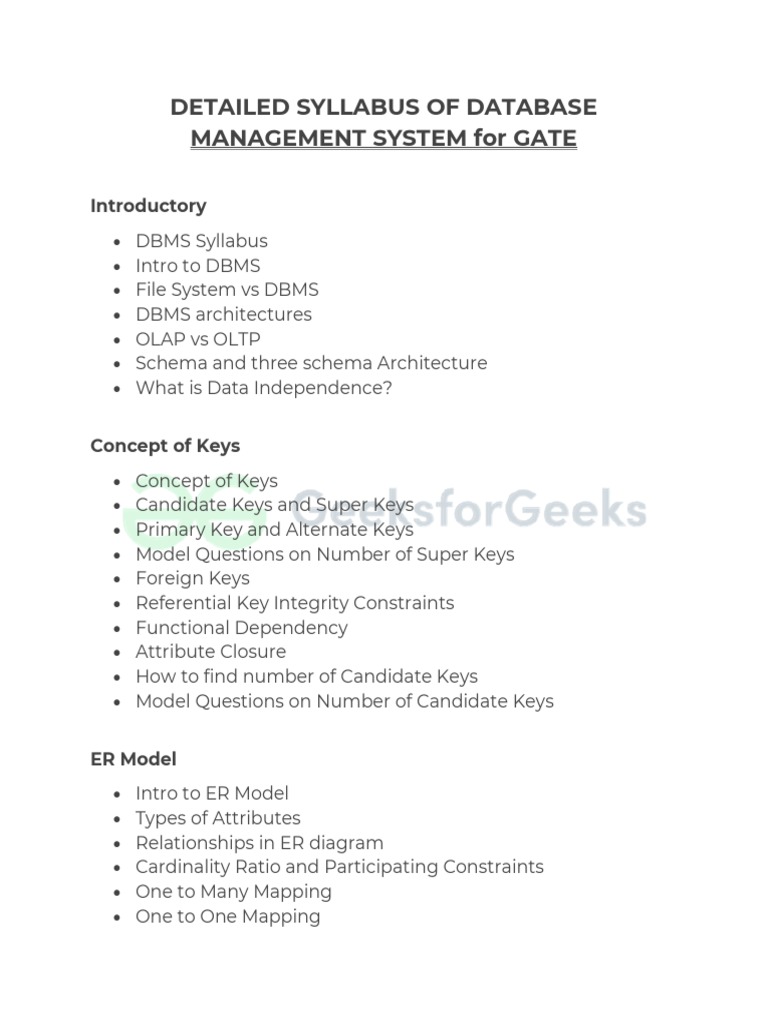 DBMS Syllabus | PDF | Relational Database | Database Index
