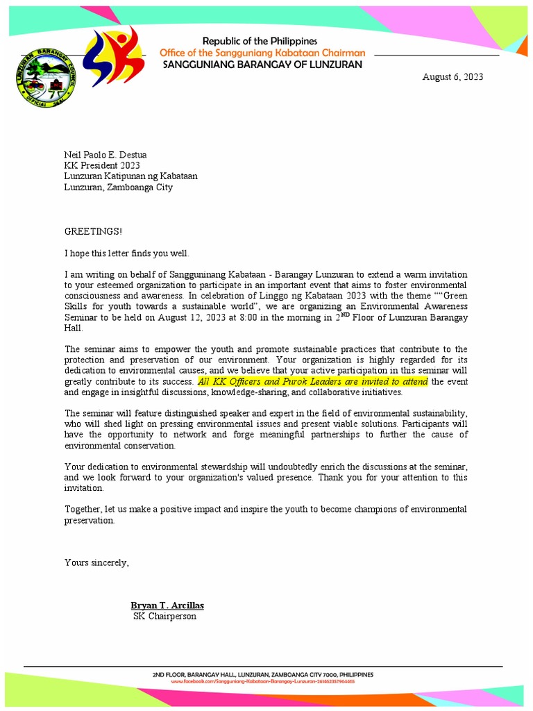 LNK SEMINAR INV LETTER | PDF