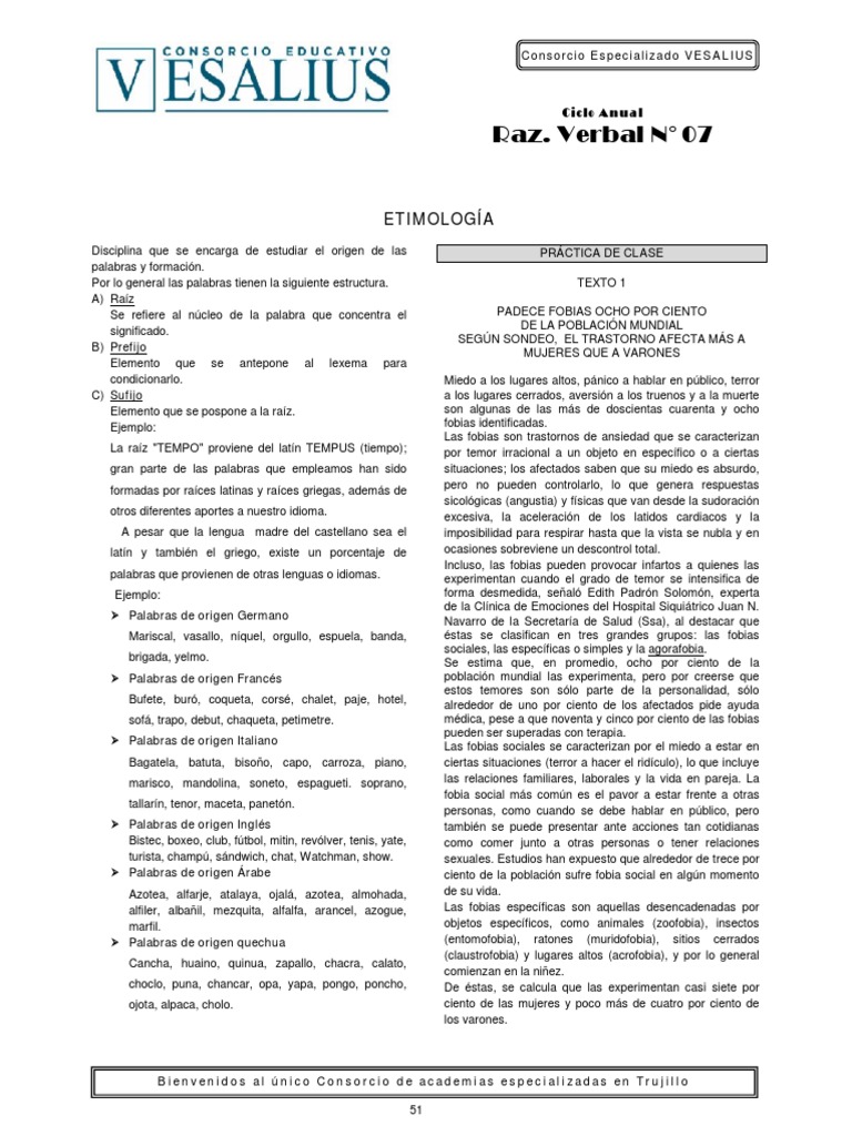 RV Etimologías | PDF | Temor | Fobia