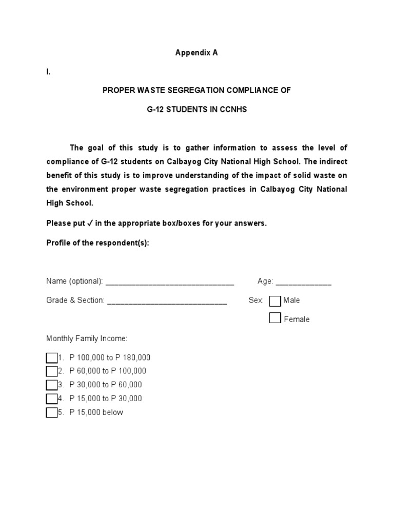G-12 Waste Segregation Survey | PDF | Recycling | Reuse