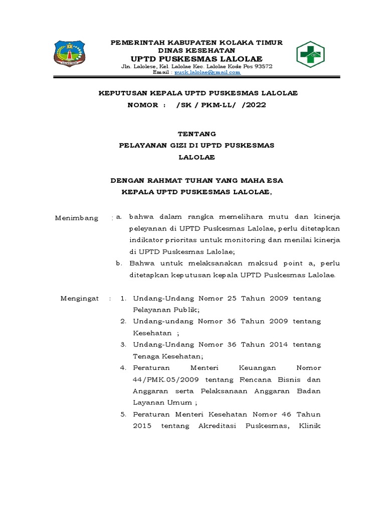 SK Pelayanan Gizi 2023 - 121101 | PDF | Kesehatan Holistik