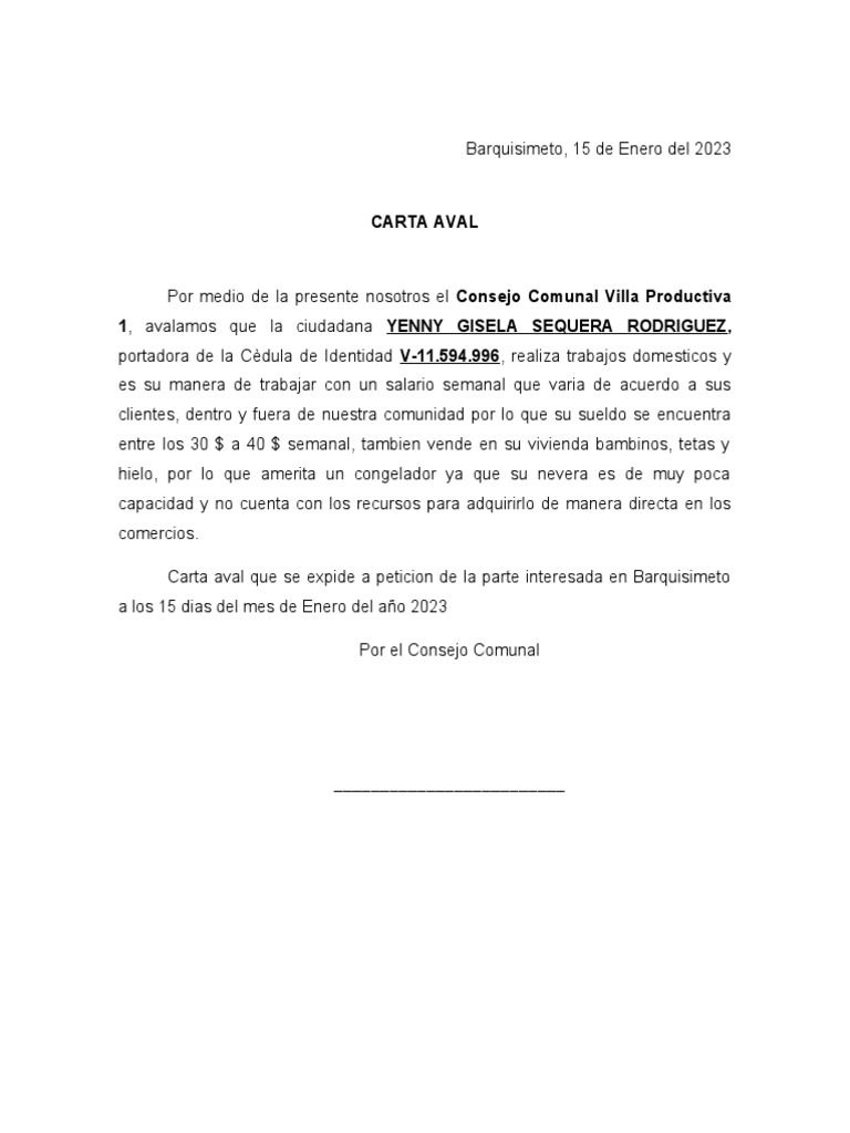 Carta Aval | PDF