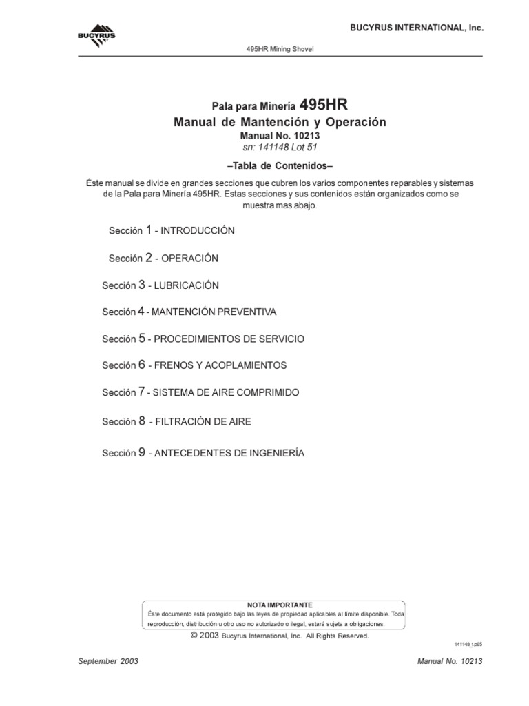 Tapa Manual Bucyrus 495hr | PDF | Ingenieria Eléctrica | Electricidad