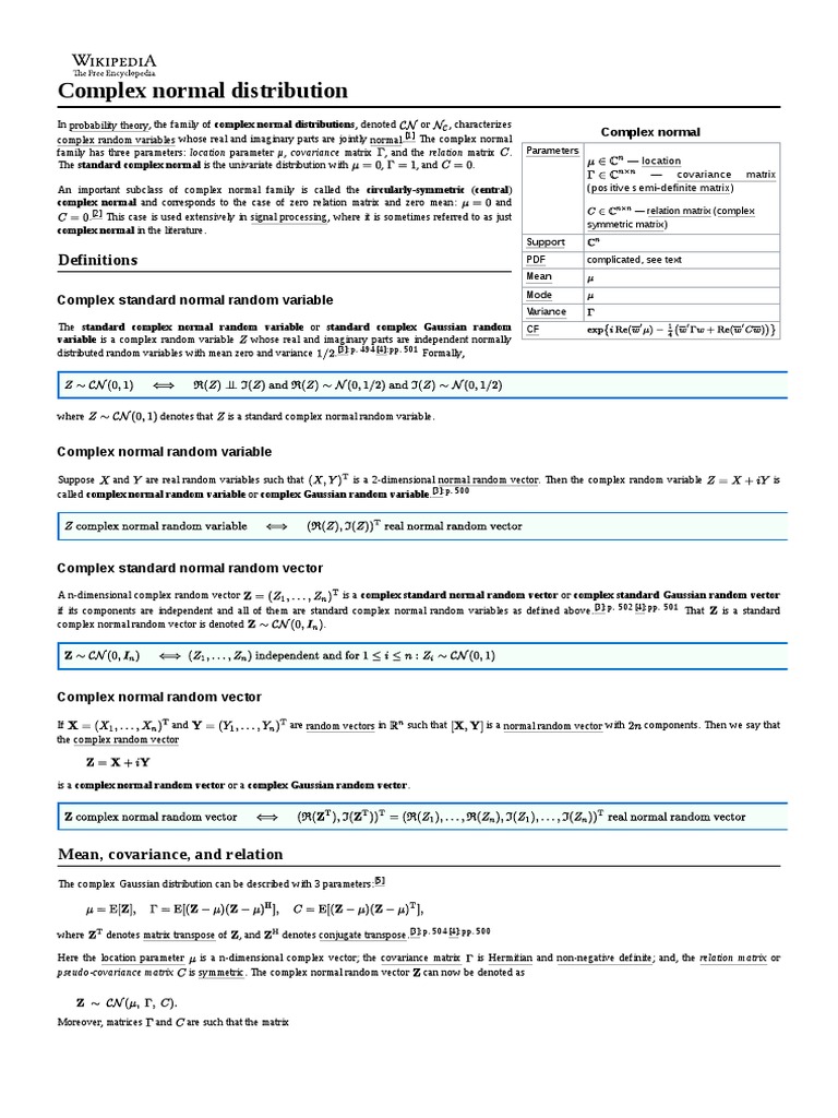 Complex Normal Distribution | PDF