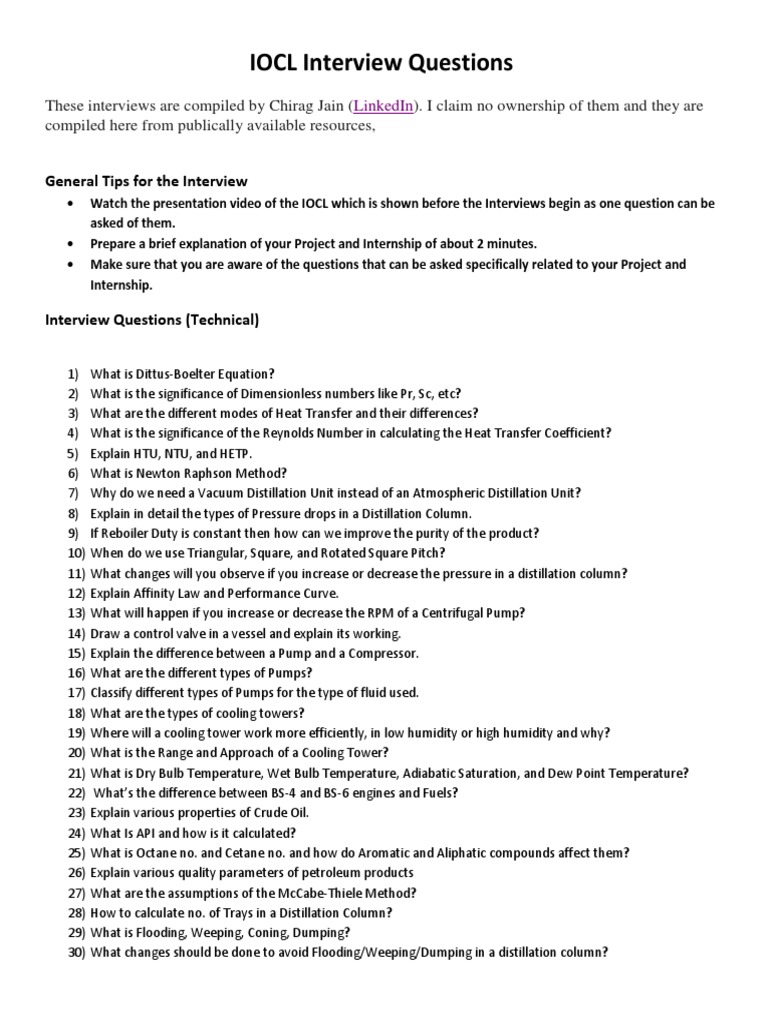 IOCL Interview Questions | PDF | Pump | Heat Exchanger