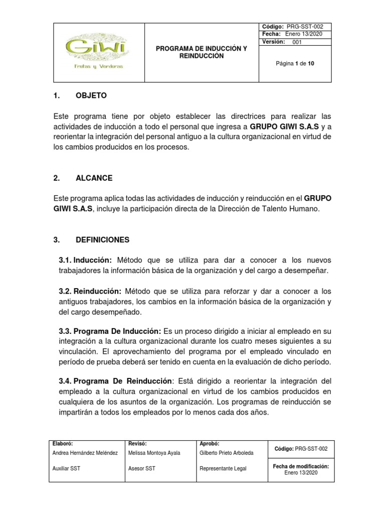 Inducción y Reinducción en GRUPO GIWI | PDF | Hospital | Evaluación