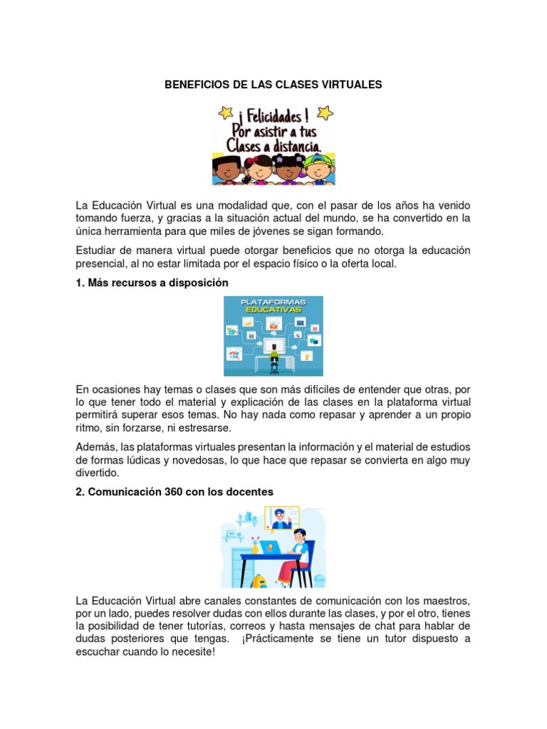 Articulo - Beneficios de Las Clases Virtuales | PDF Articulo - Beneficios de Las Clases Virtuales | PDF