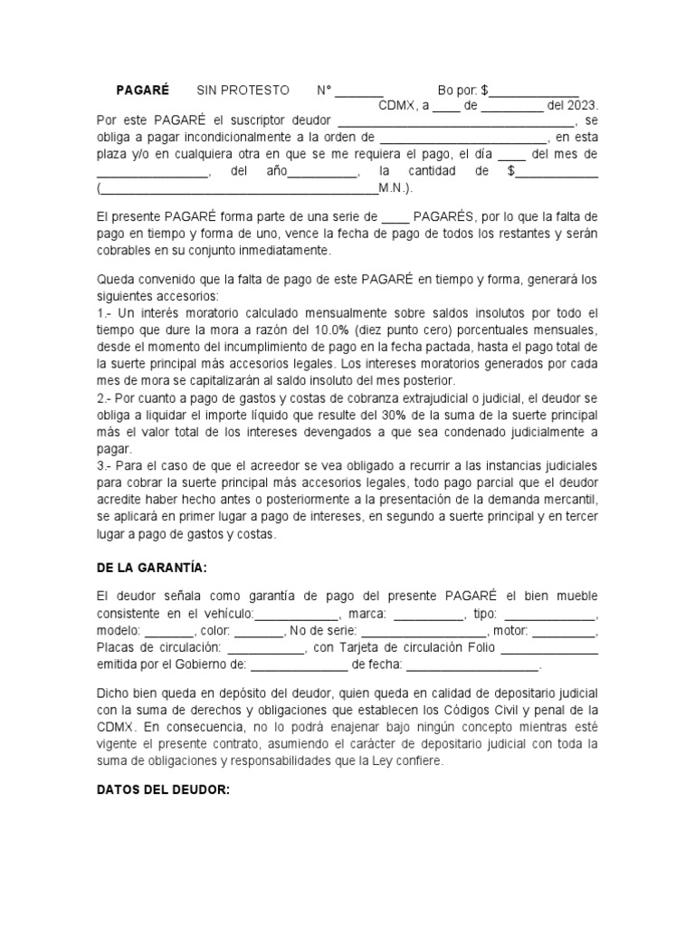 FORMATO DE PAGARÉ | PDF