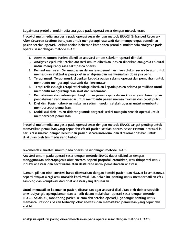 Bagaimana Protokol Multimedia Analgesia Pada Operasi Sesar Dengan ...