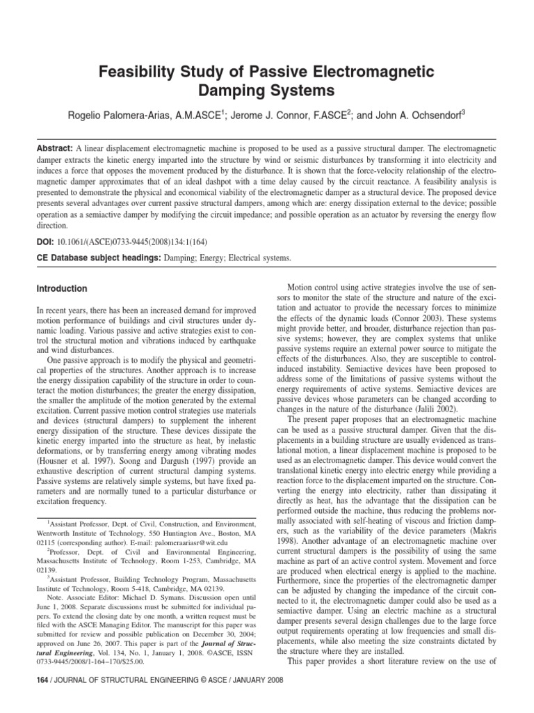 Feasibility Study of Passive Electromagnetic Damping Systems | PDF | Damping | Electromagnetic ...