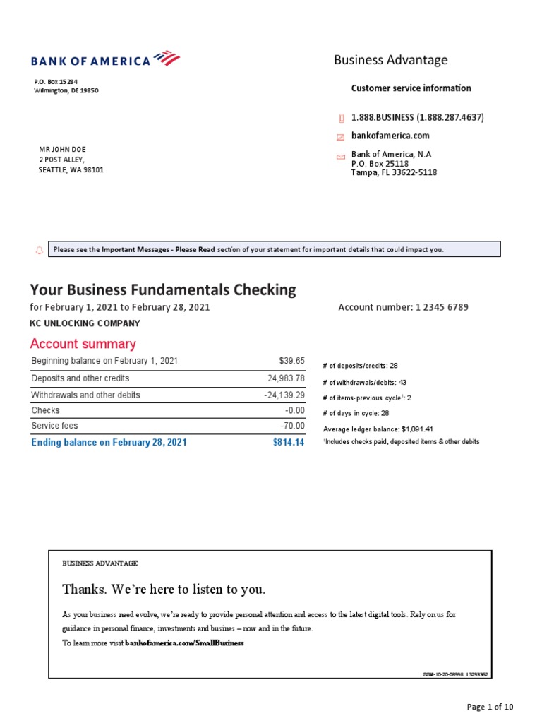 Your Business Fundamentals Checking | PDF | Transaction Account | Banks