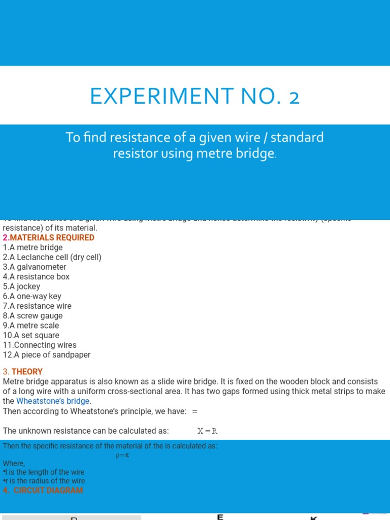 Meter Bridge Experiment for Resistance | PDF | Electrical Resistance ...