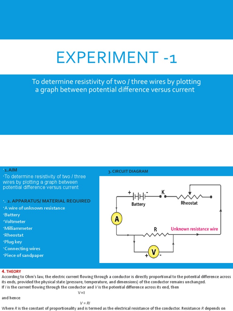 Experiment No. 1 Resistance Per Unit Length | PDF | Electrical Resistivity And Conductivity ...