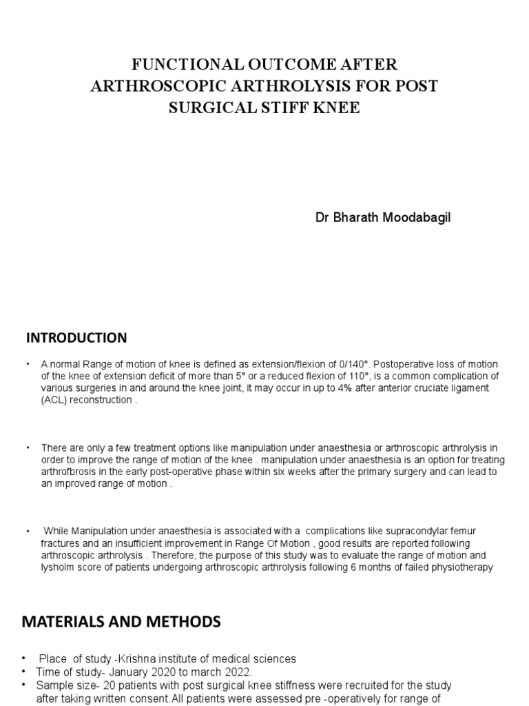 Paper Bharath PPT Final | PDF | Knee | Medical Specialties
