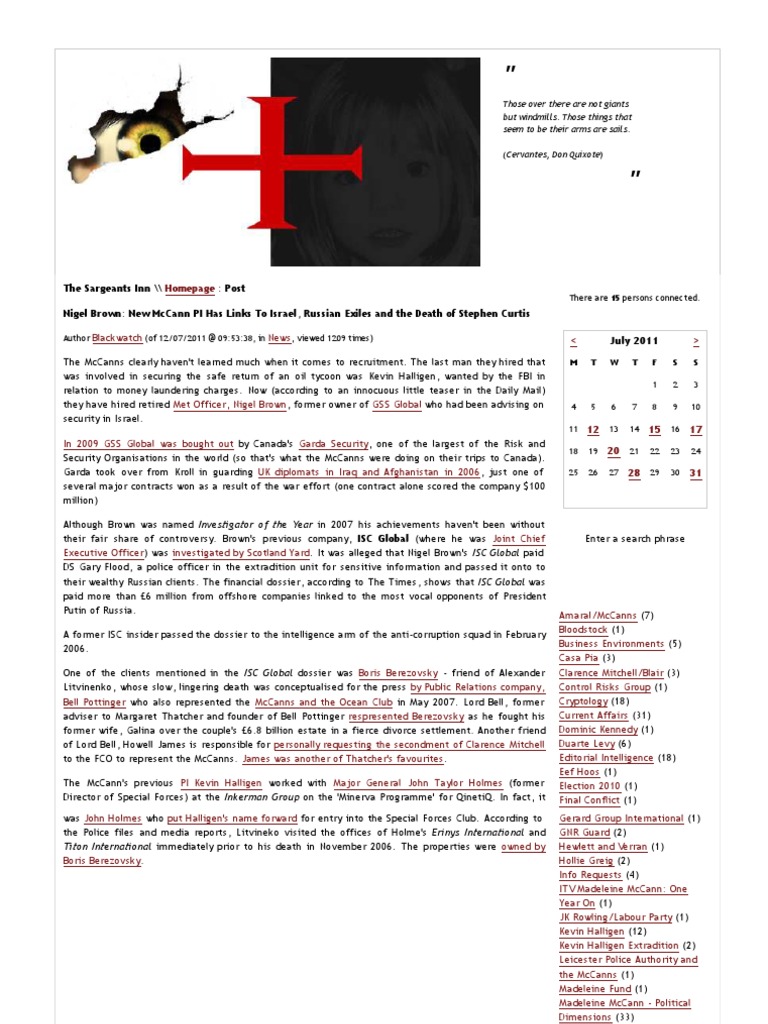 Nigel Brown - New McCann PI Has Links To Israel, Russian Exiles and The ...
