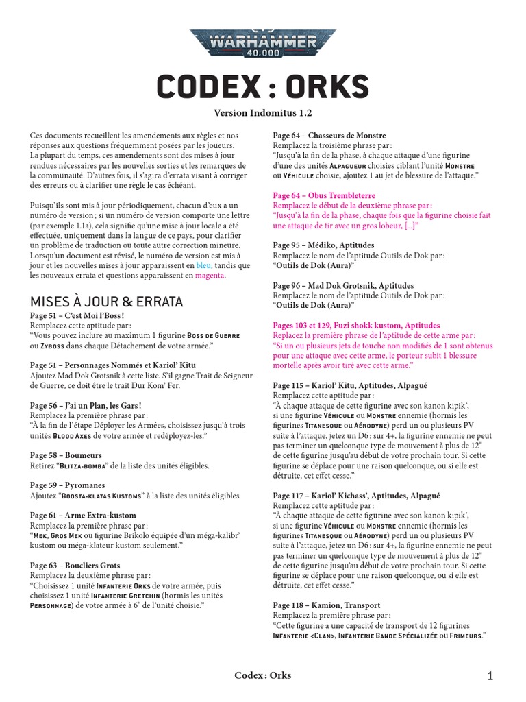Errata Orks | PDF