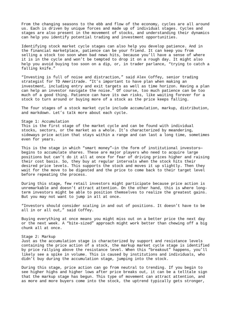 The Power of Patience and the Four Stages of Stock Cycles | PDF ...